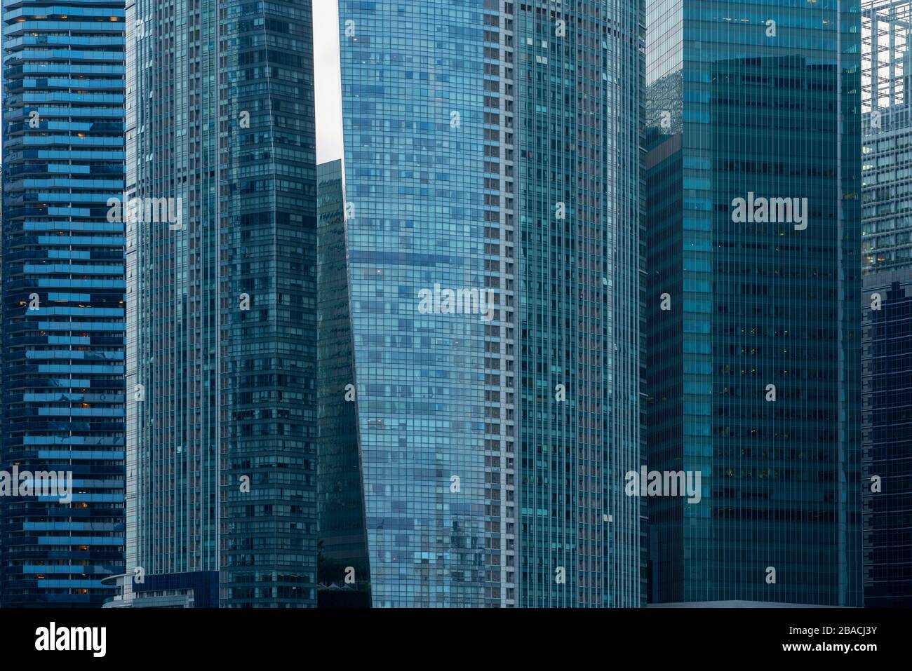 Modern skyscrapers covered with blue windows in the Central Business ...
