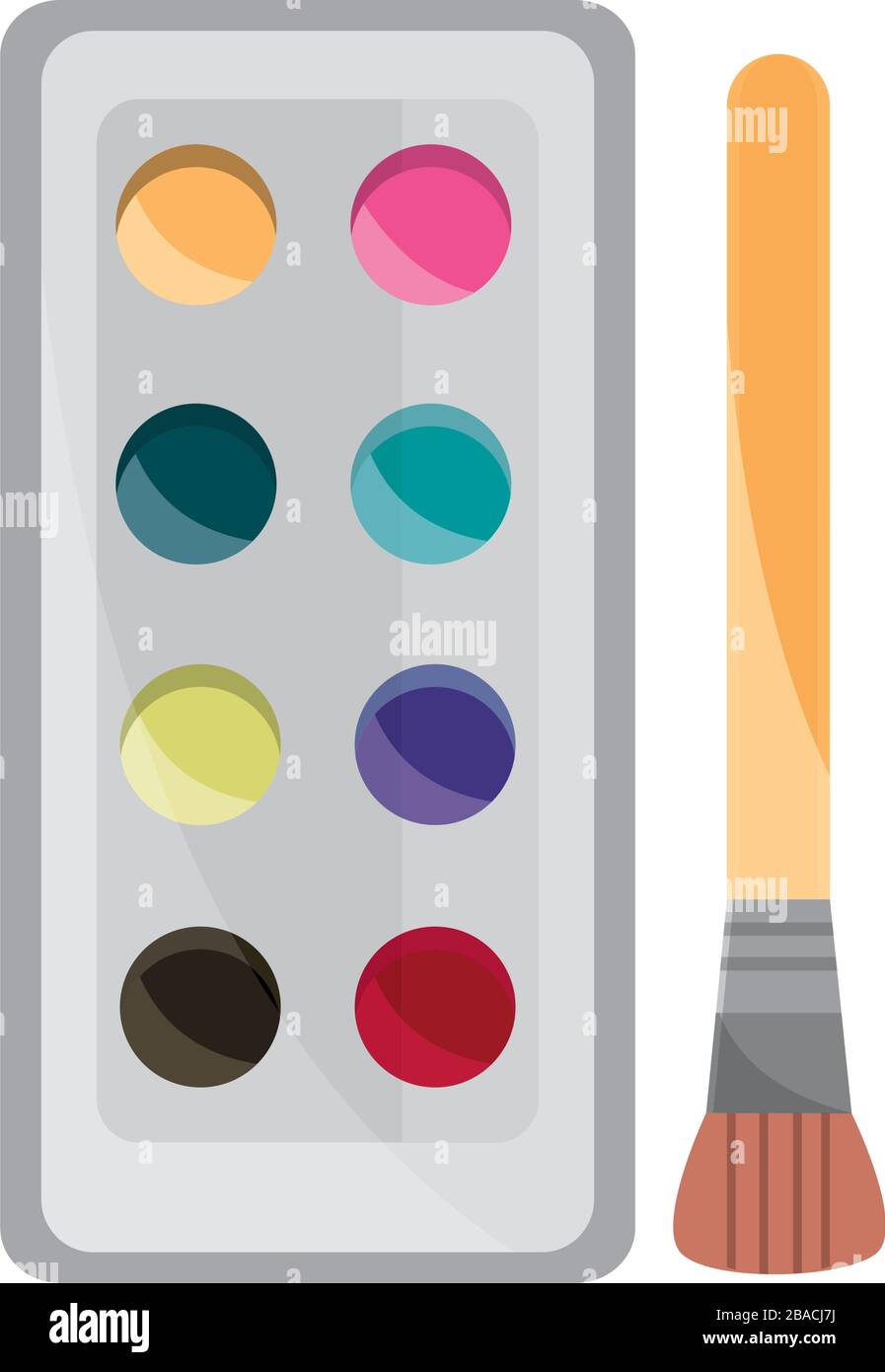 watercolor palette brush artistic supply study school education vector ...