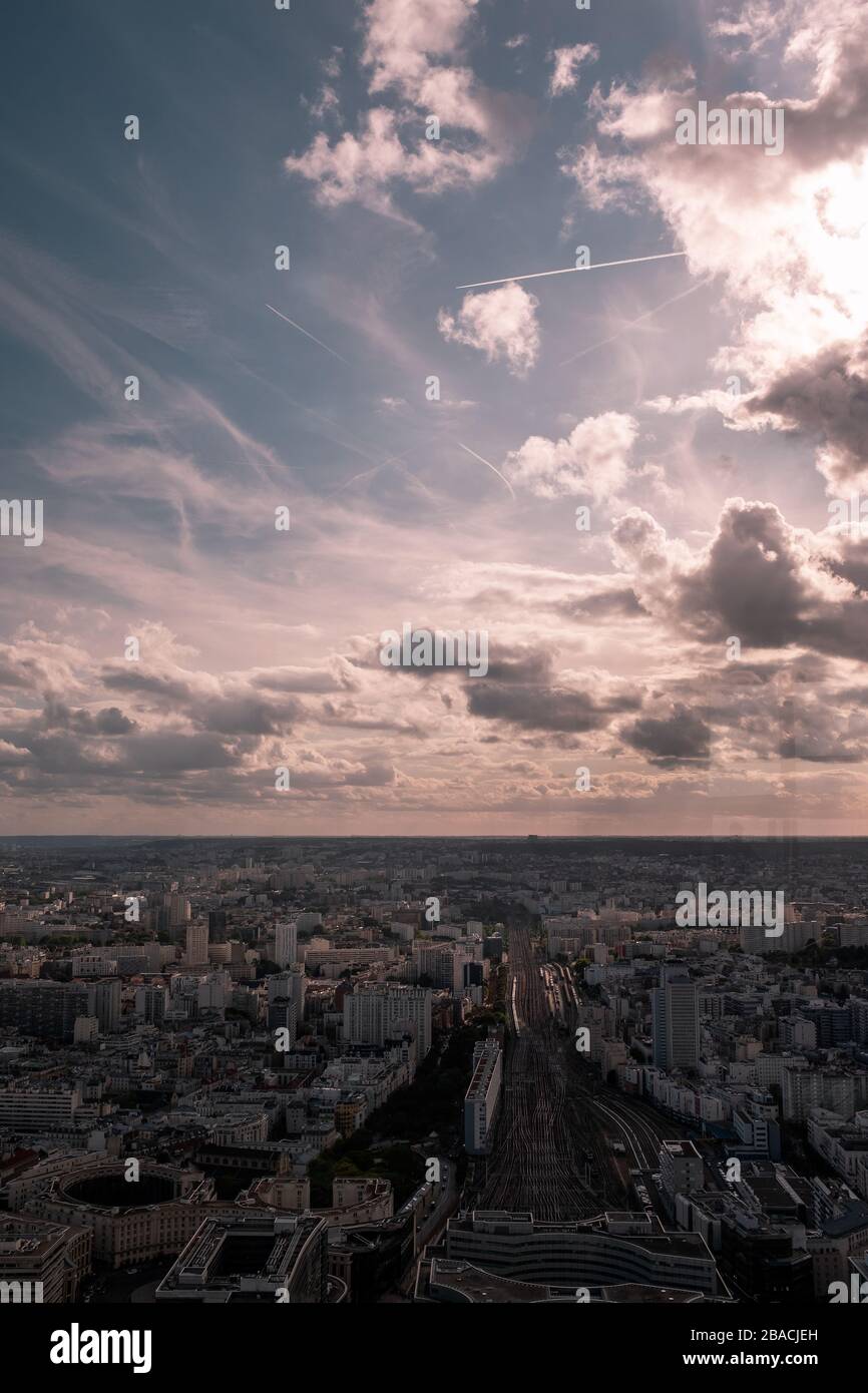 Paris skyline at sunset Stock Photo - Alamy