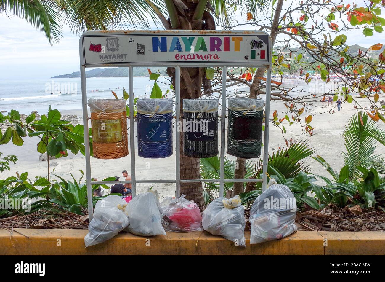 Trash and recycling bins in Sayulita, Nayarit, Mexico Stock Photo - Alamy