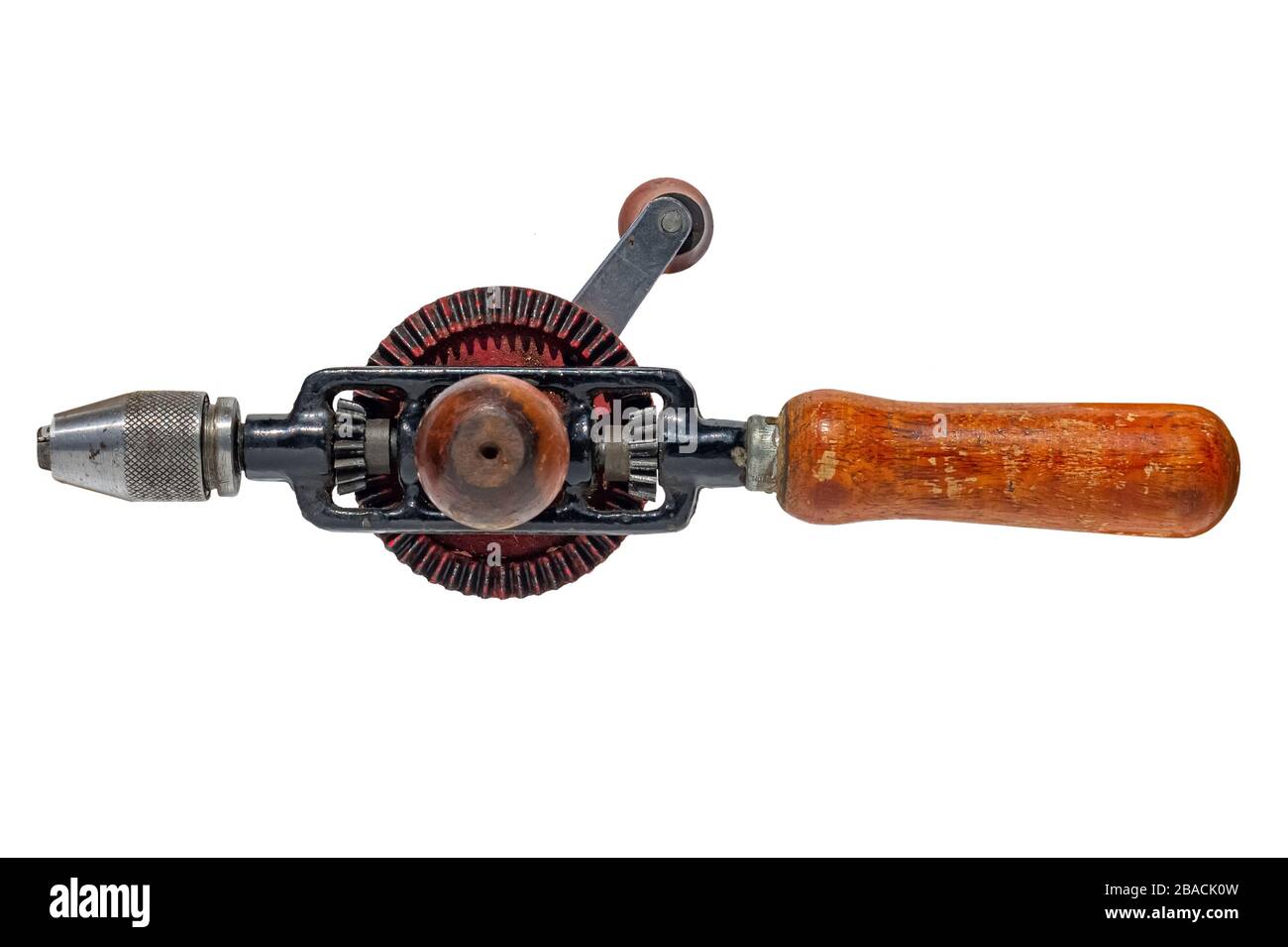 Old rusty hand drill. Isolated on a white background Stock Photo - Alamy