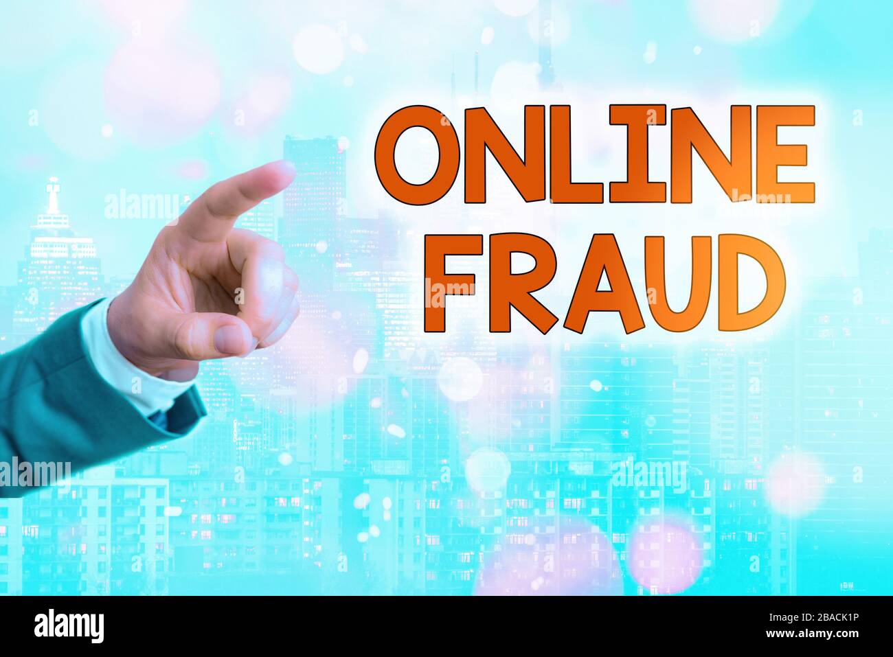 Writing note showing Online Fraud. Business concept for use of Internet ...