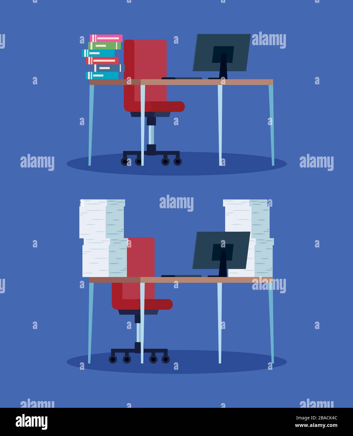 Workspace computer documents in Stock Vector Images - Alamy