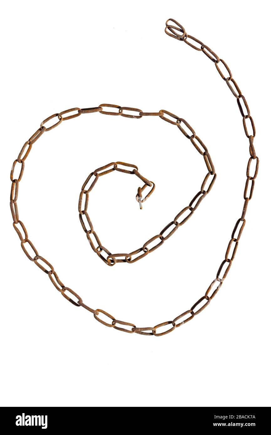 old rusty chain. Spiral shape. Isolated on a white background Stock ...