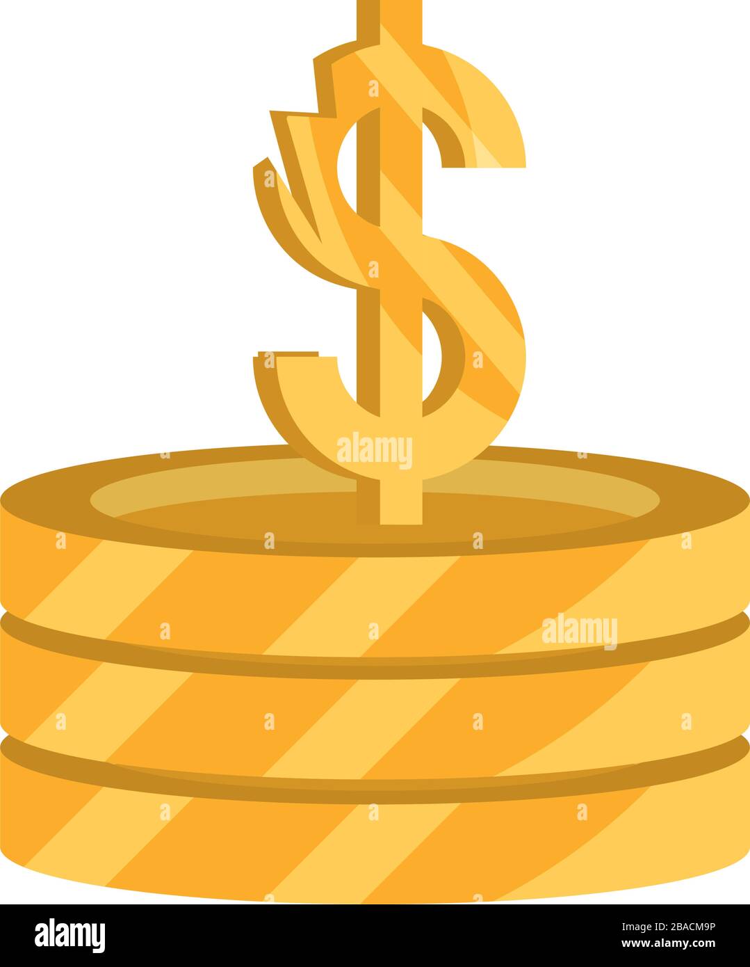 stacked coins money dollar stock market crash vector illustration ...