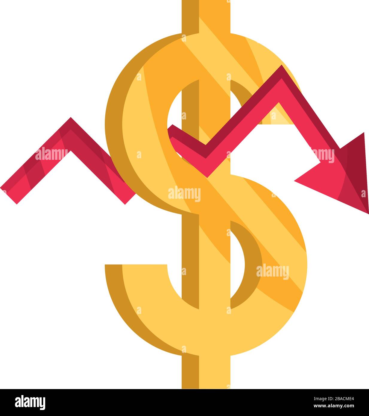arrow pointing downwards showing crisis money stock market crash vector ...