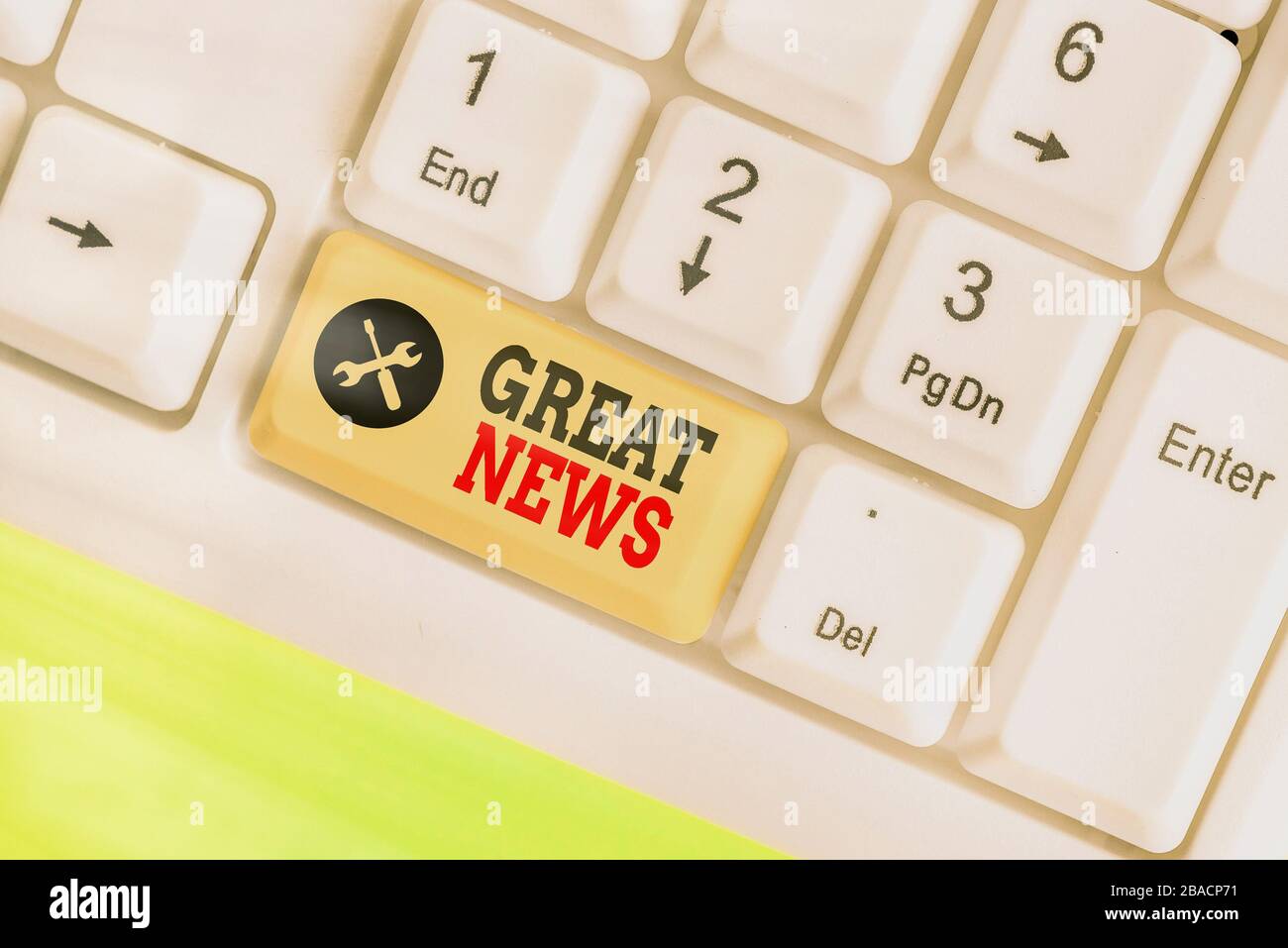 Writing note showing Great News. Business concept for someone or ...