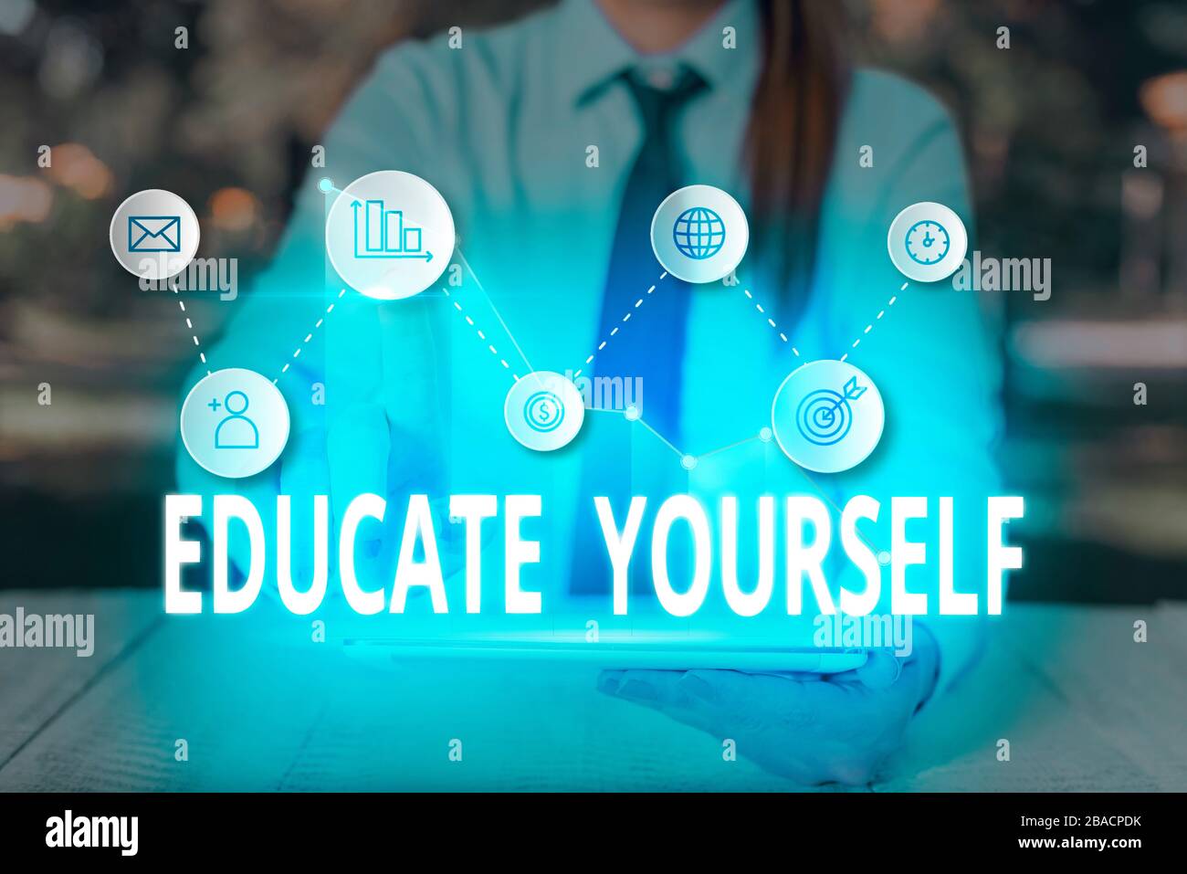 Writing note showing Educate Yourself. Business concept for prepare ...
