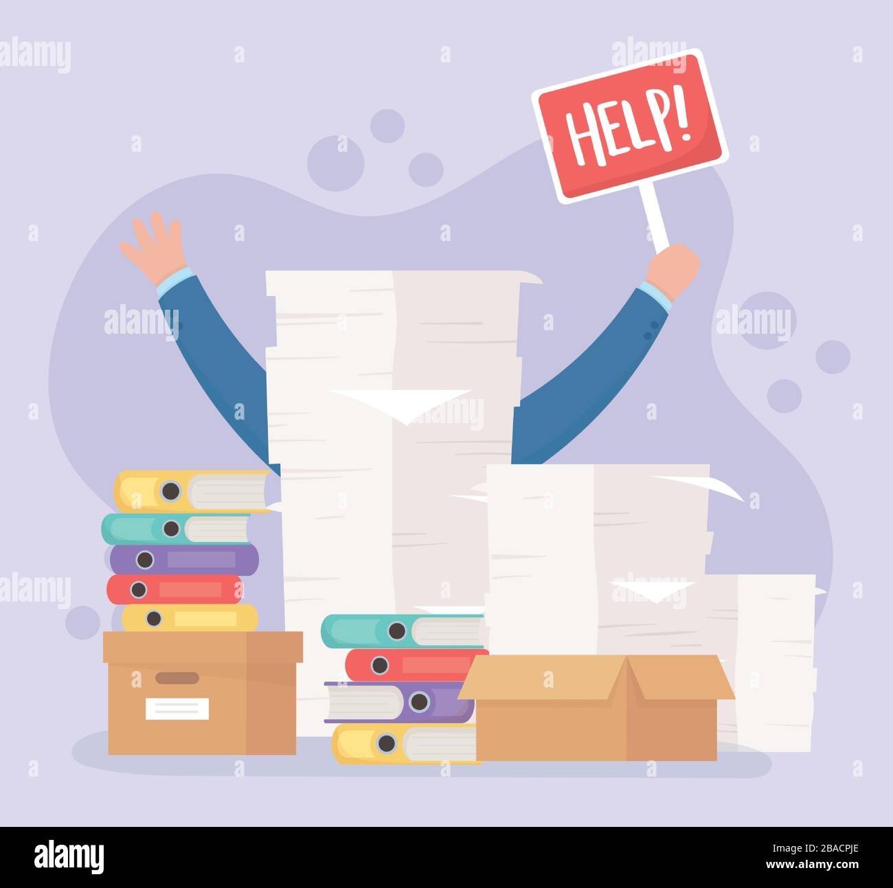 hands help placard paperwork stack binders folder boxes office work ...