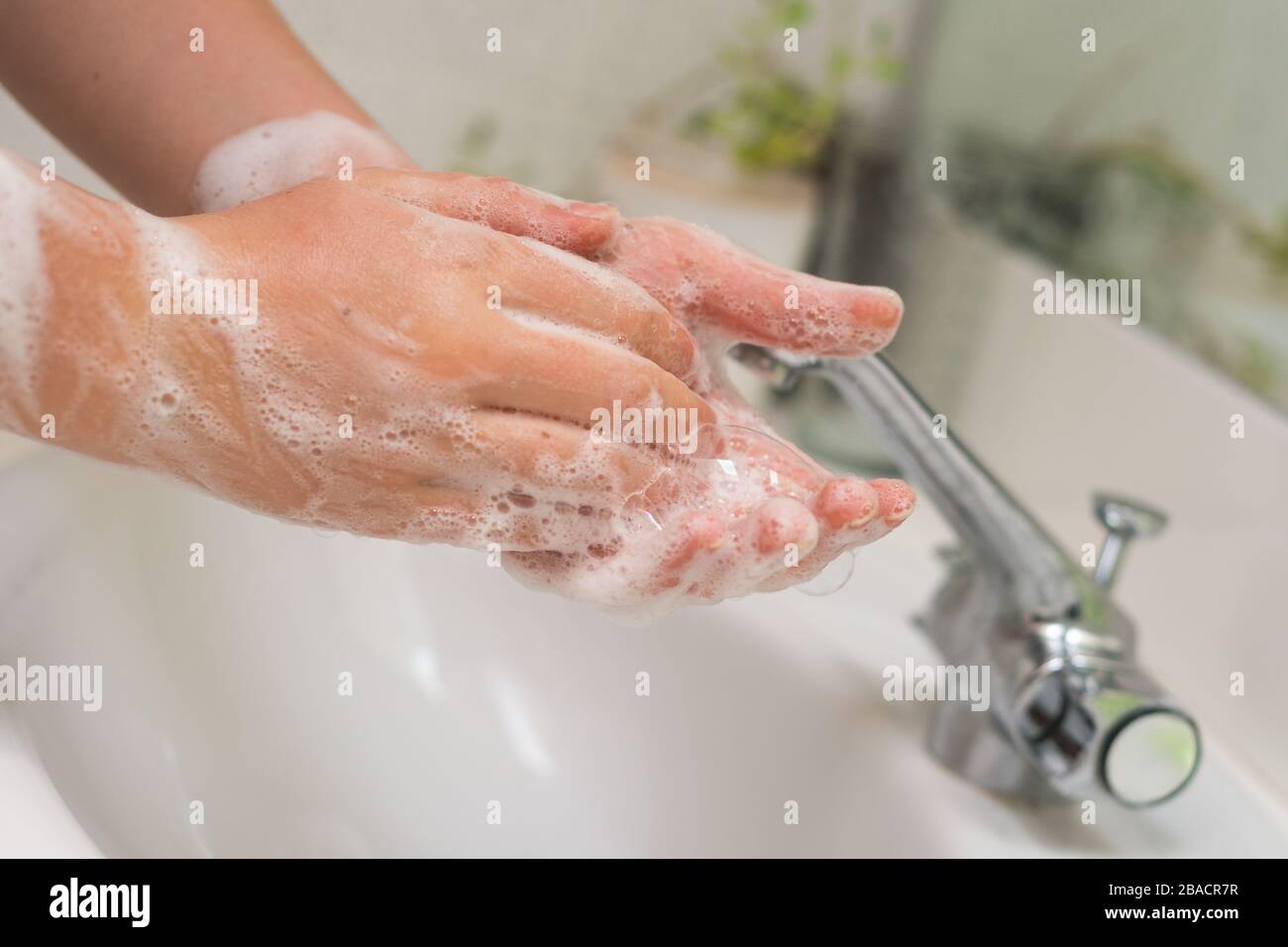 washing hands with soap Stock Photo - Alamy