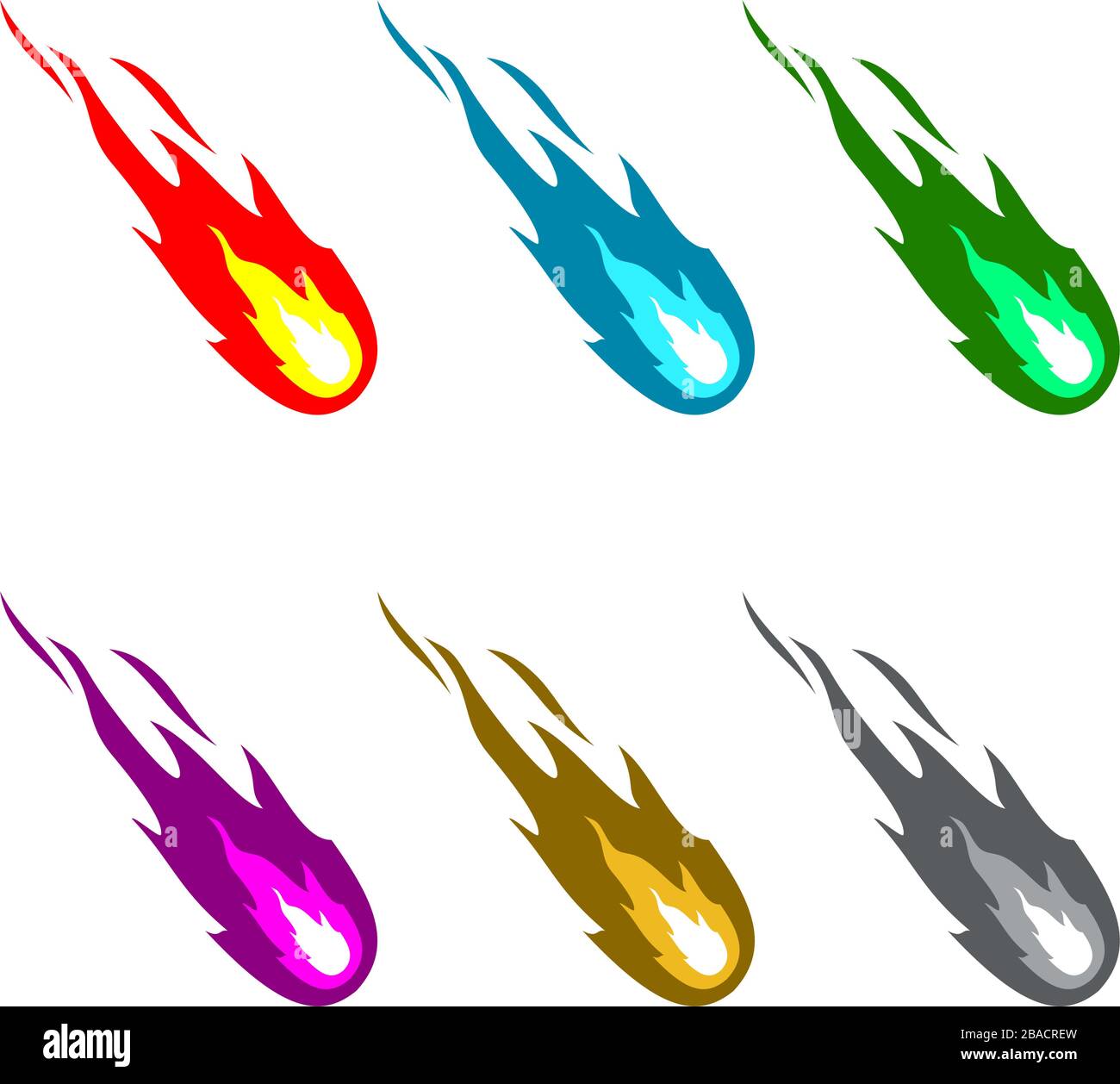 Flame and Fire of Meteorite. Rain fall on planet in Cartoon Style ...