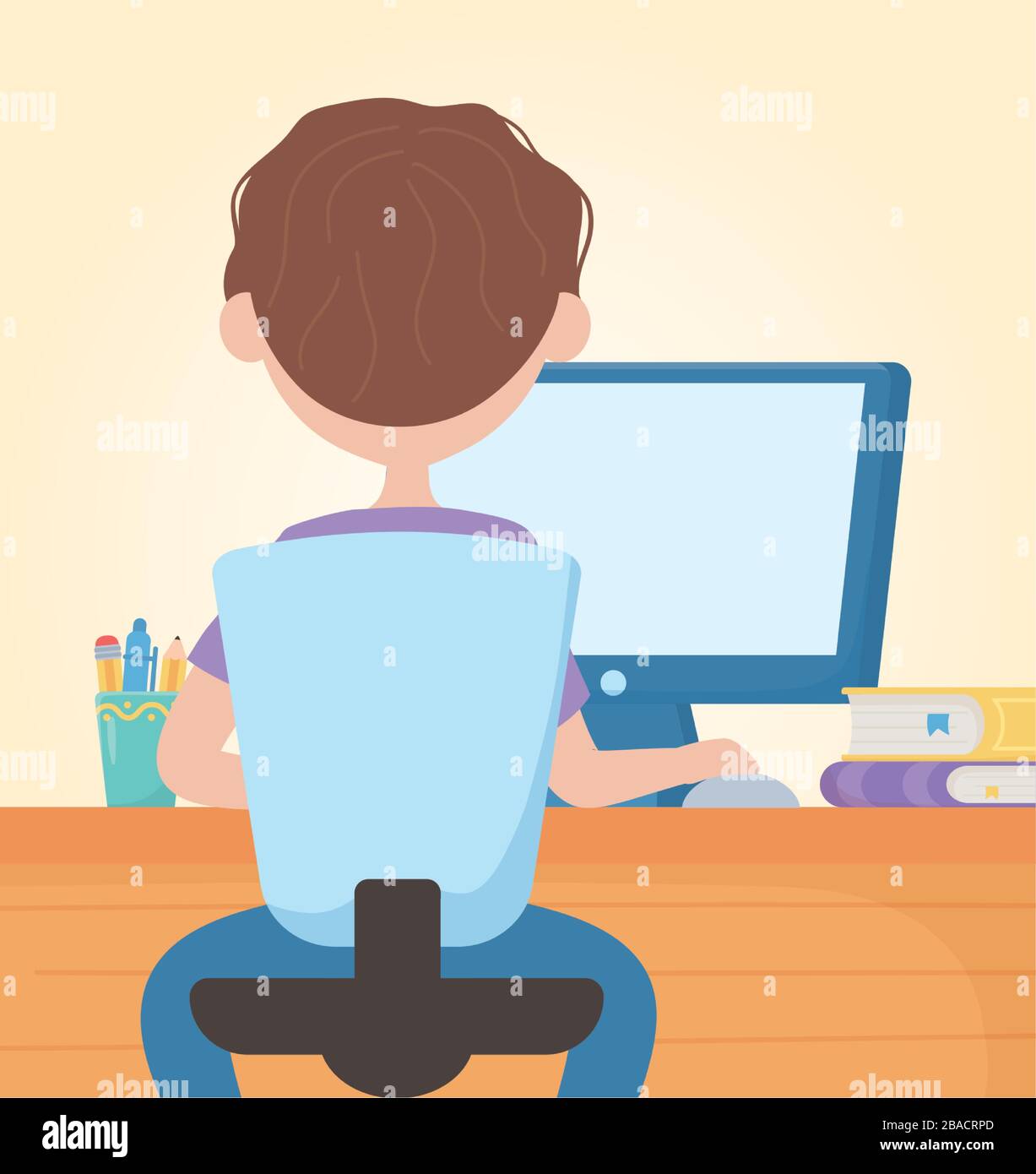 education online student boy sitting studying with computer in desk ...