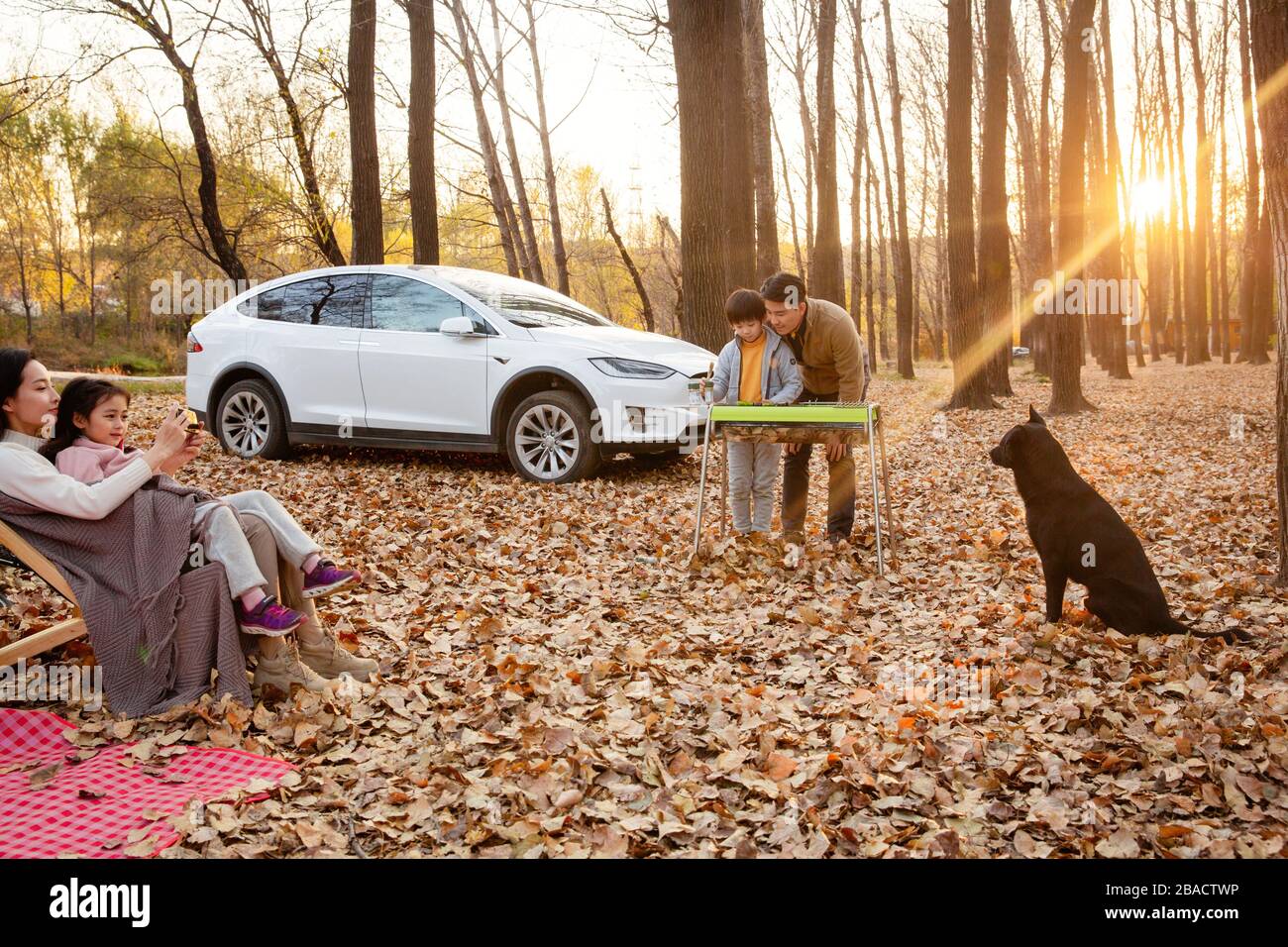 Happy family outdoor outing Stock Photo - Alamy