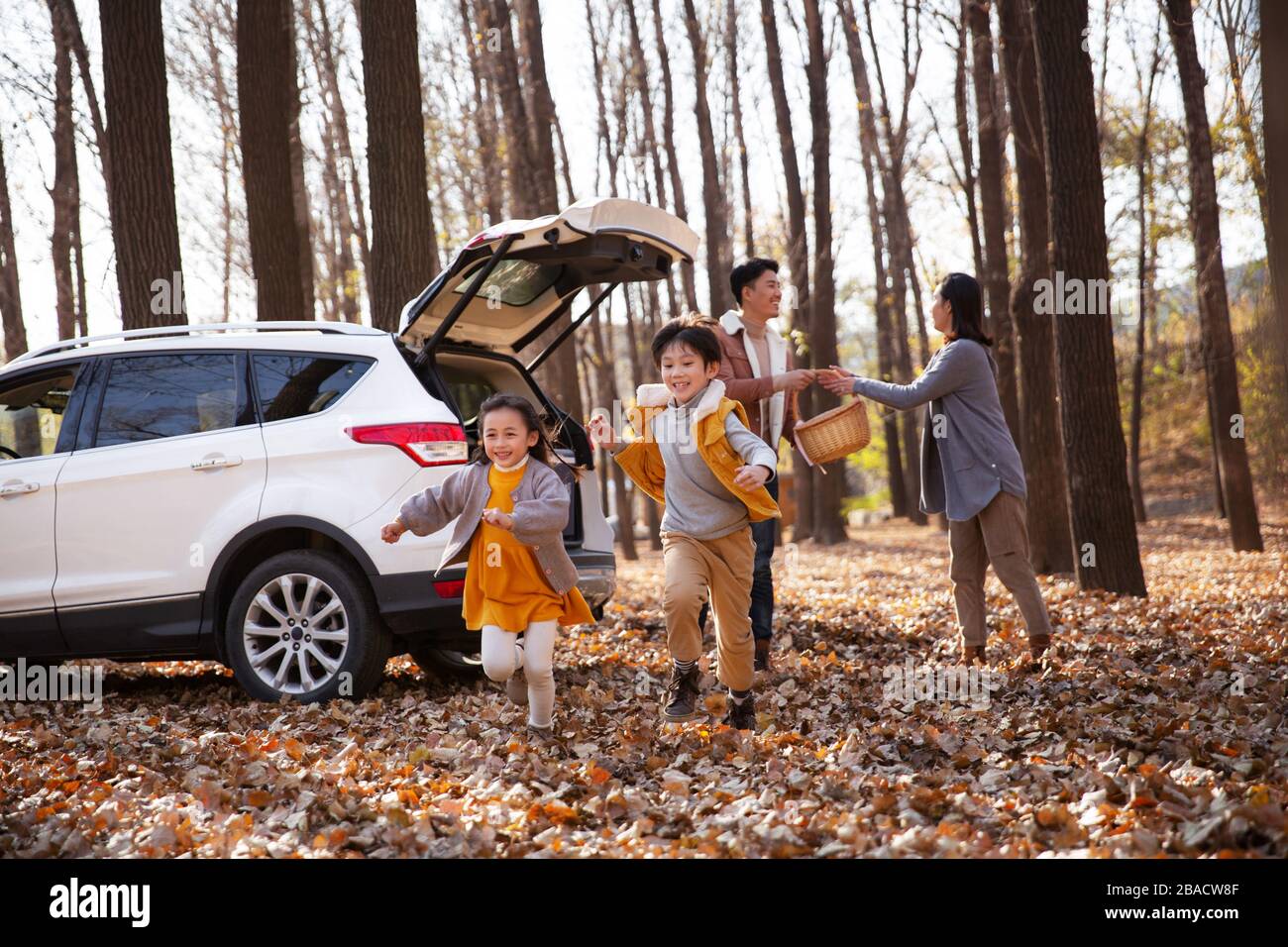Happy family outdoor outing Stock Photo - Alamy
