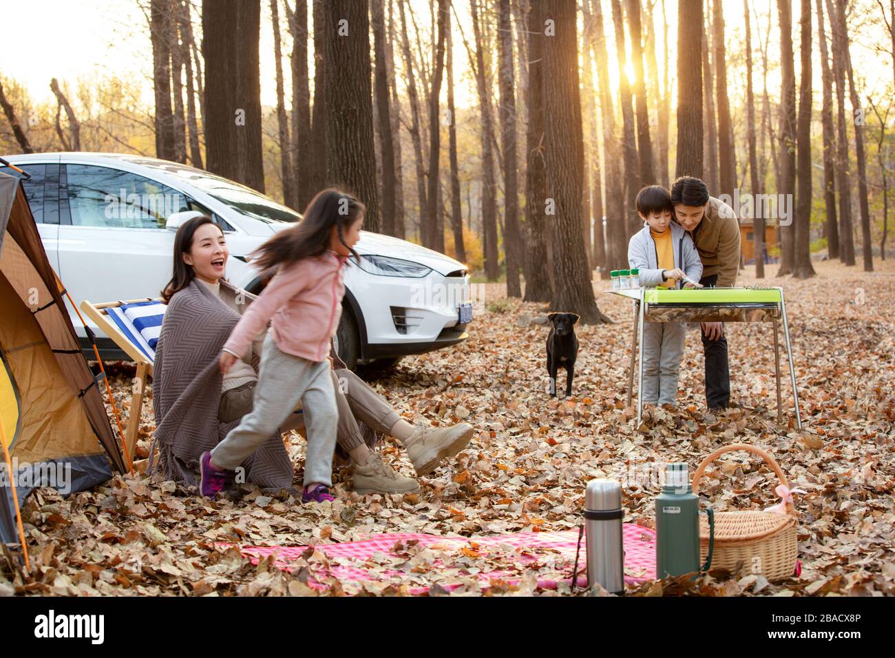 Happy family outdoor outing Stock Photo - Alamy