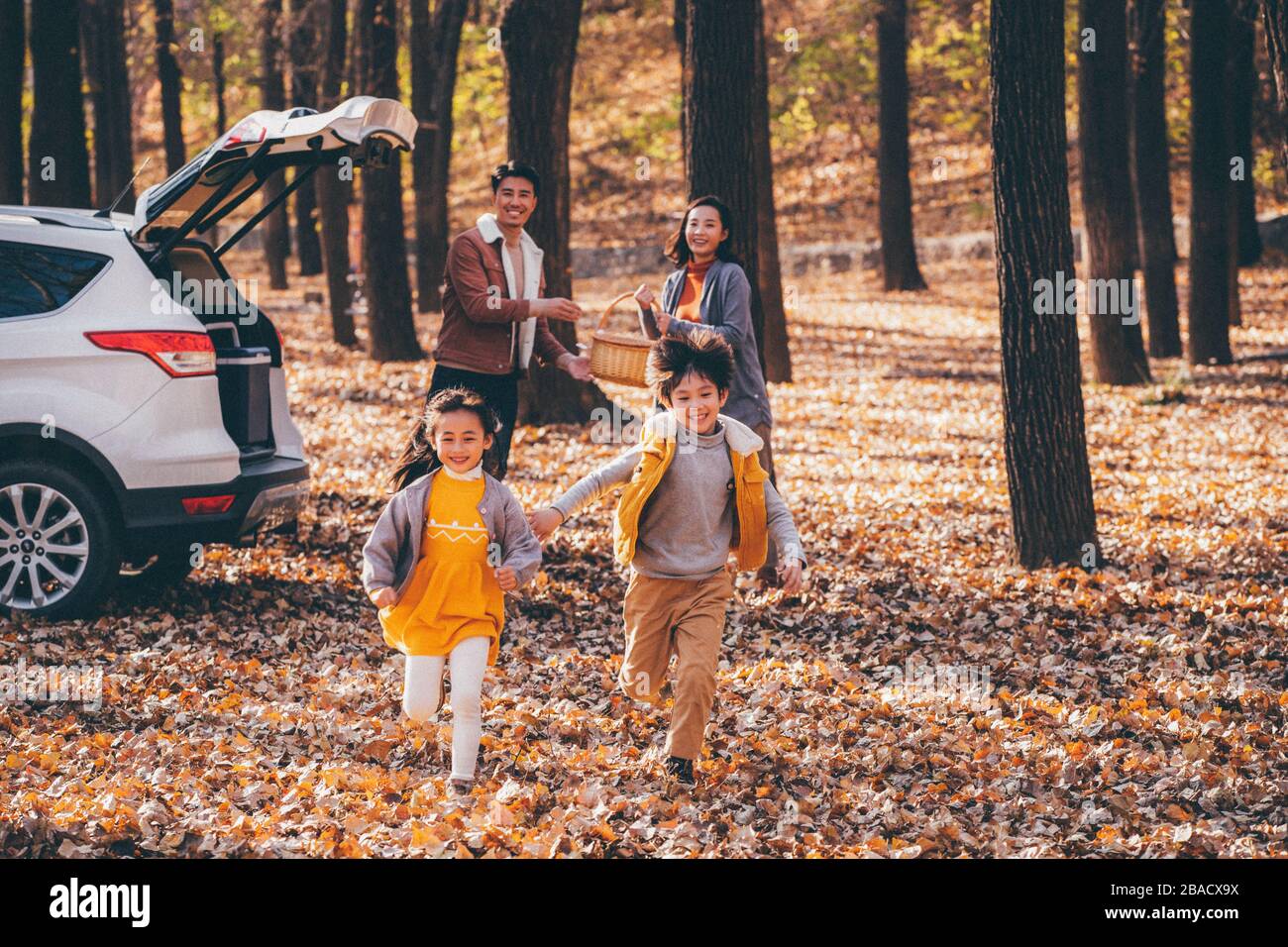 Happy family outdoor outing Stock Photo - Alamy