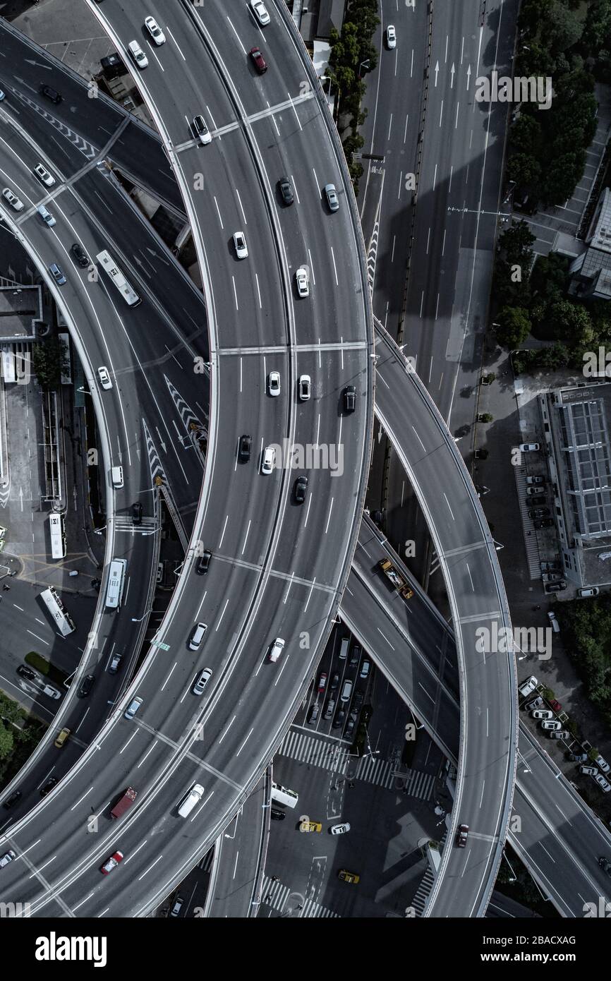 Aerial view of Nanpu Bridge Nanpu Bridge Approach Bridge in Shanghai ...