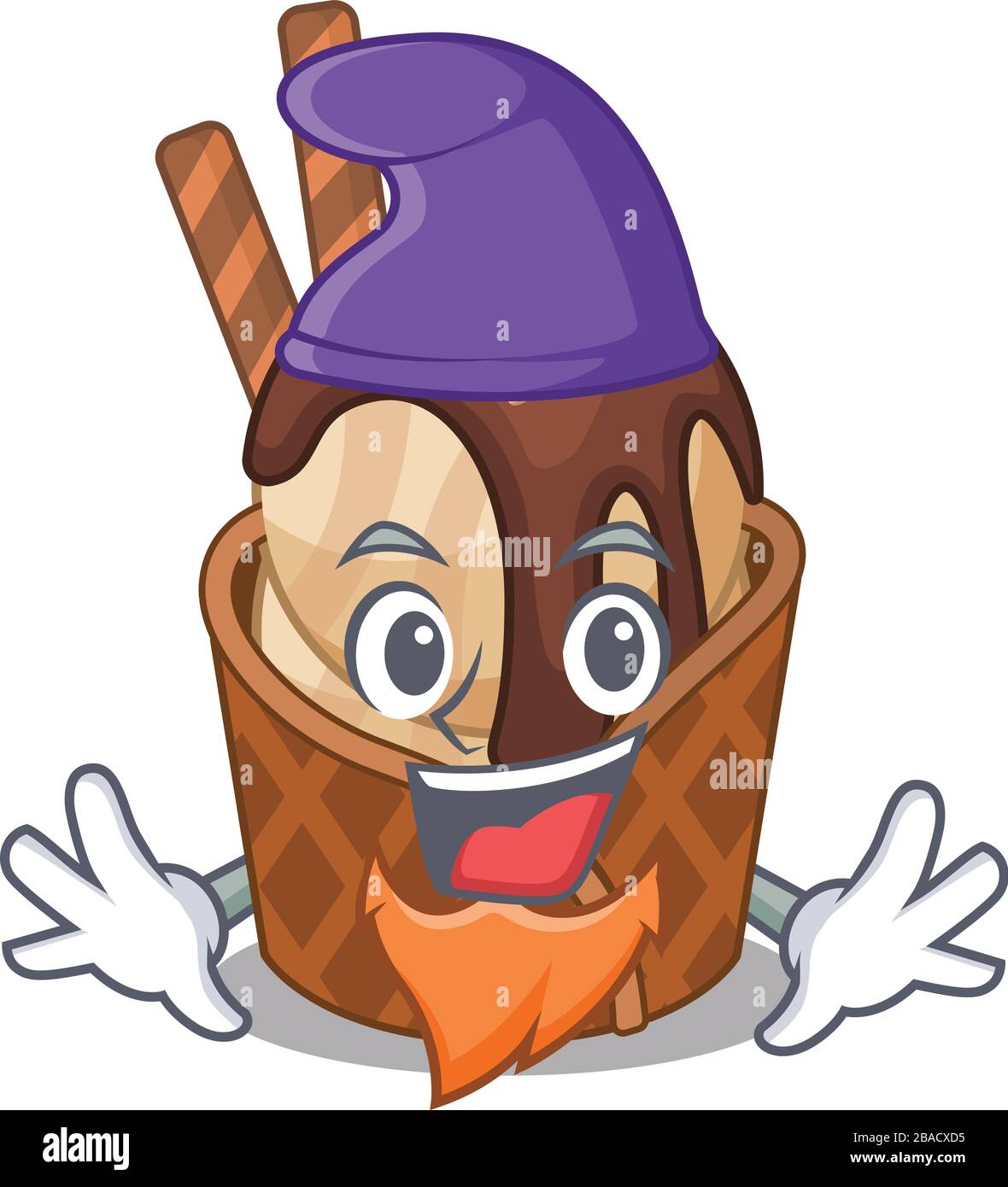 Cute and funny coffee ice cream cartoon character dressed as an Elf ...