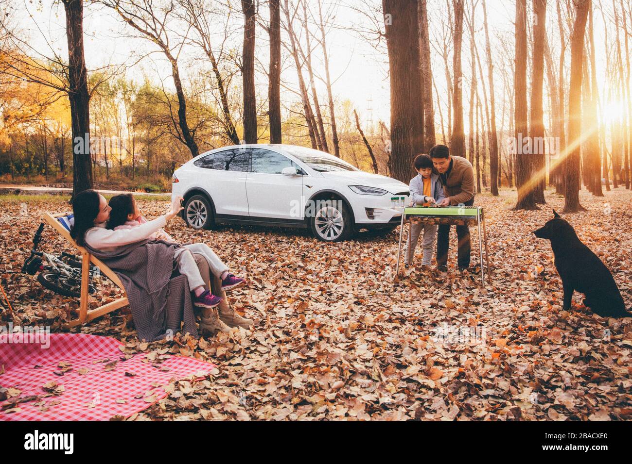 Happy family outdoor outing Stock Photo - Alamy