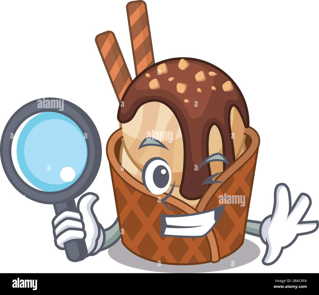 coffee ice cream in Smart Detective picture character design Stock ...