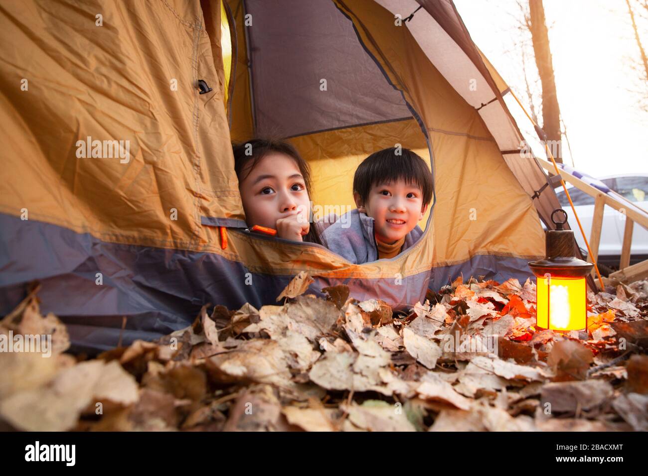Outdoor outing tents on children Stock Photo - Alamy