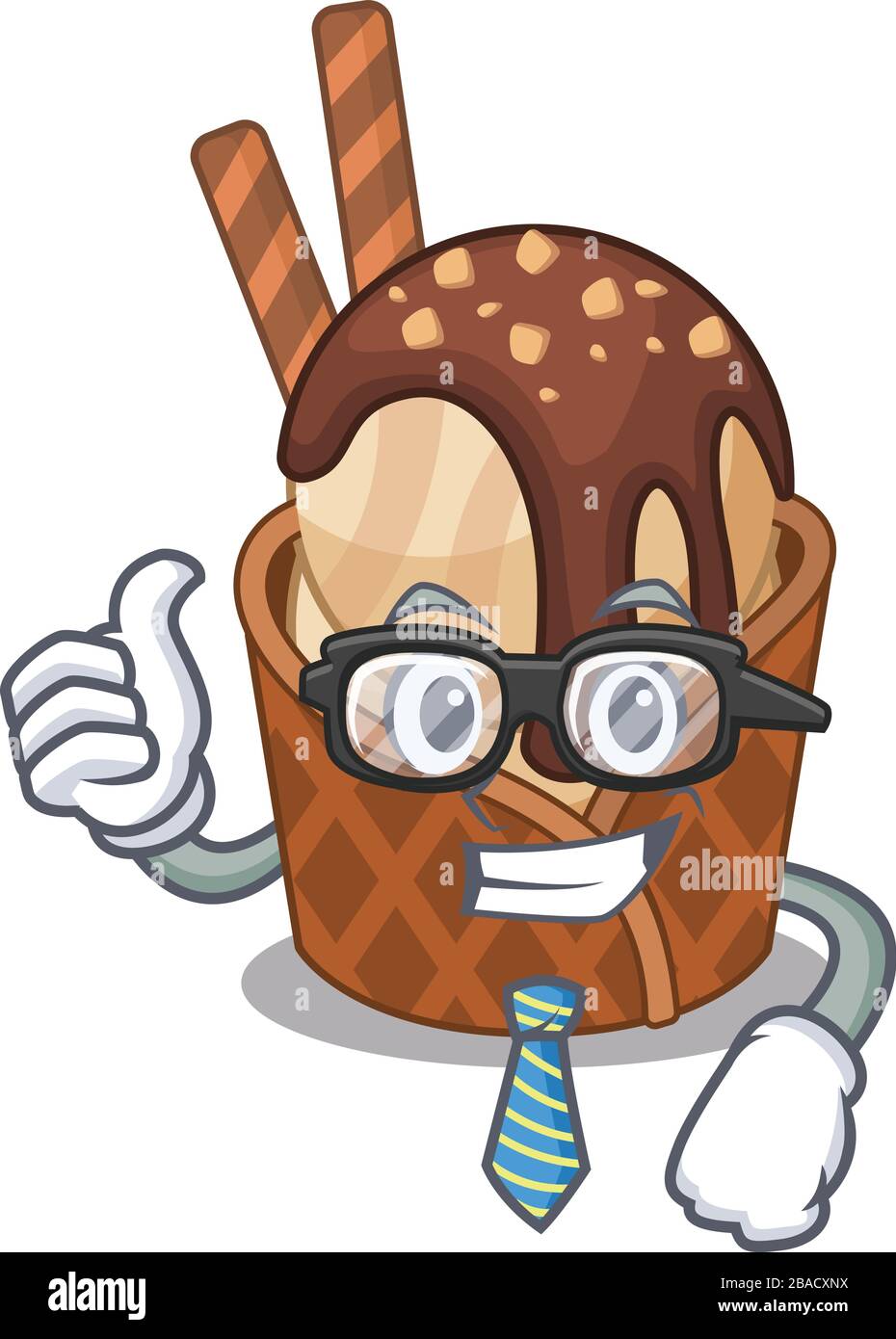 coffee ice cream Businessman cartoon character with glasses and tie ...
