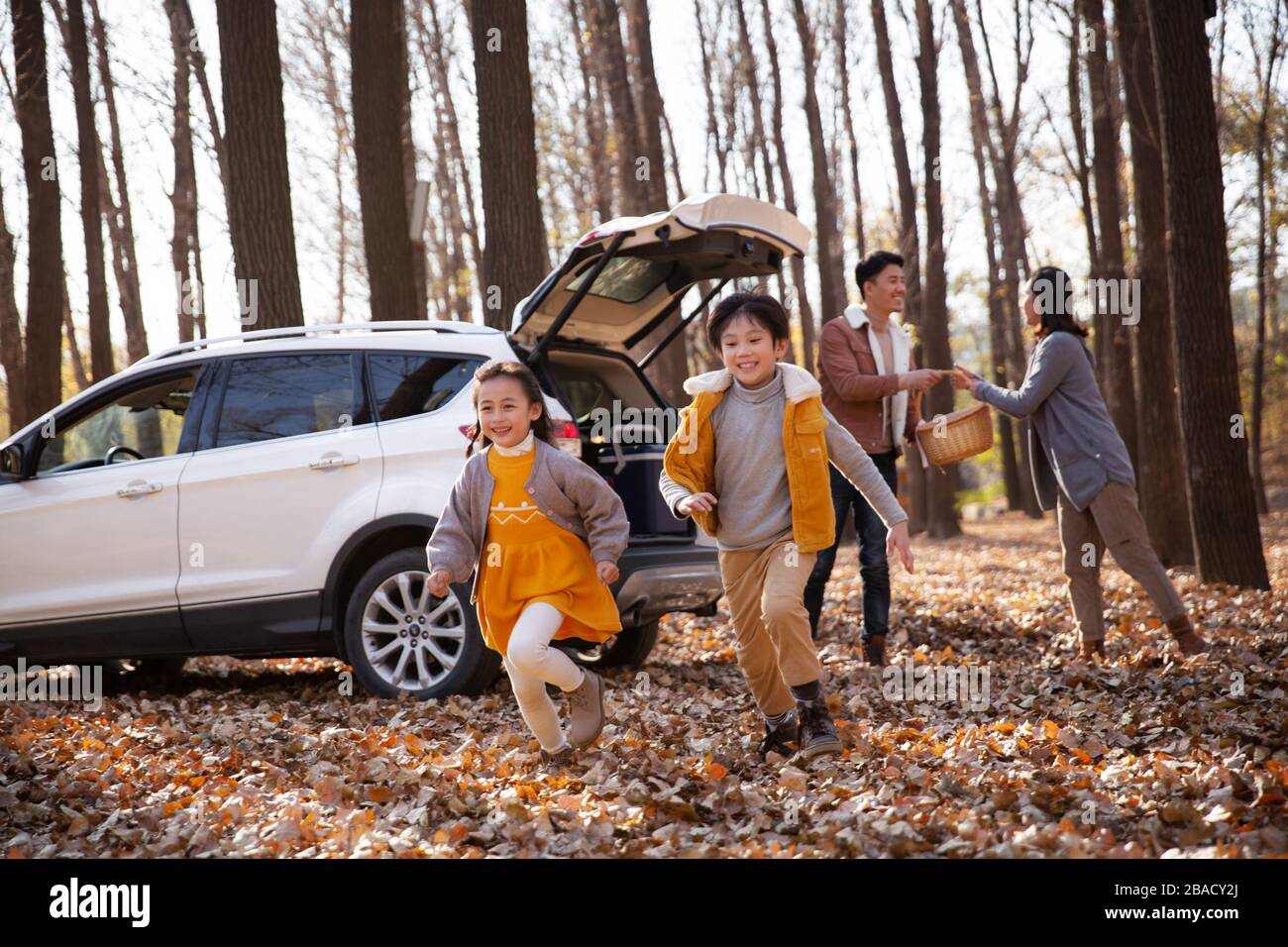 Happy family outdoor outing Stock Photo - Alamy