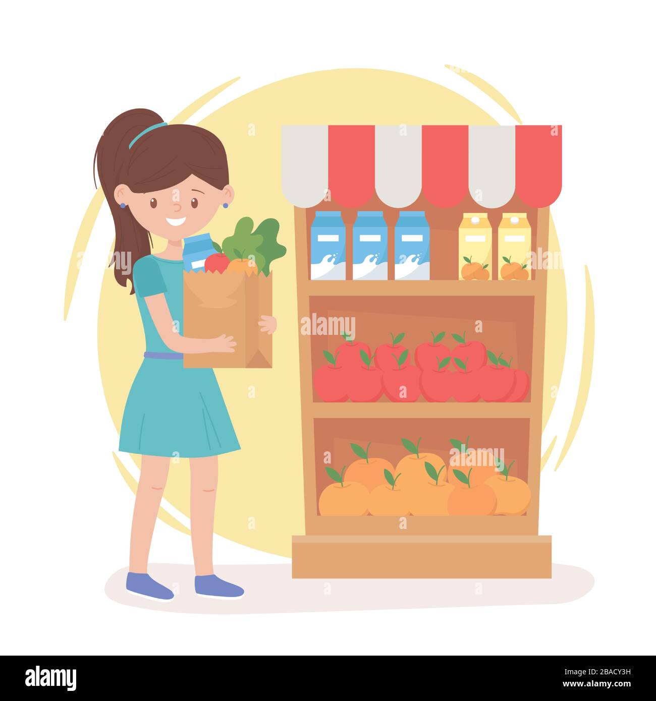 Woman juice store Stock Vector Images - Alamy
