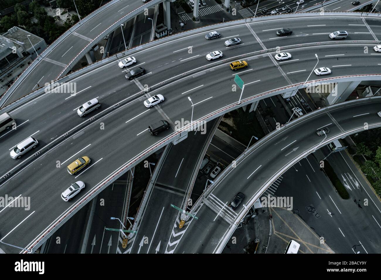 Aerial view of Nanpu Bridge Nanpu Bridge Approach Bridge in Shanghai ...