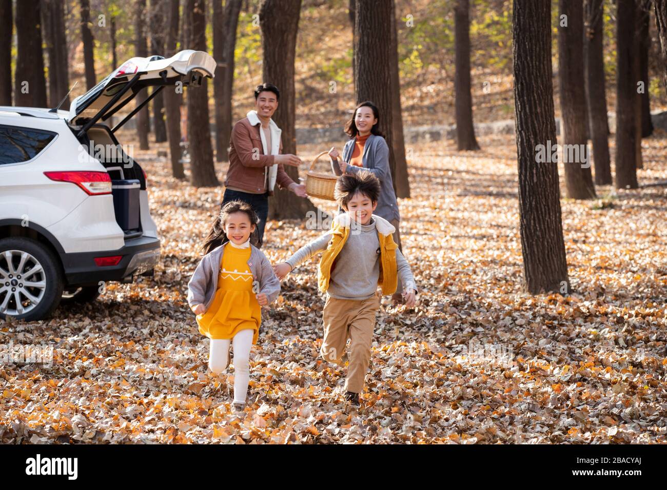 Happy family outdoor outing Stock Photo - Alamy