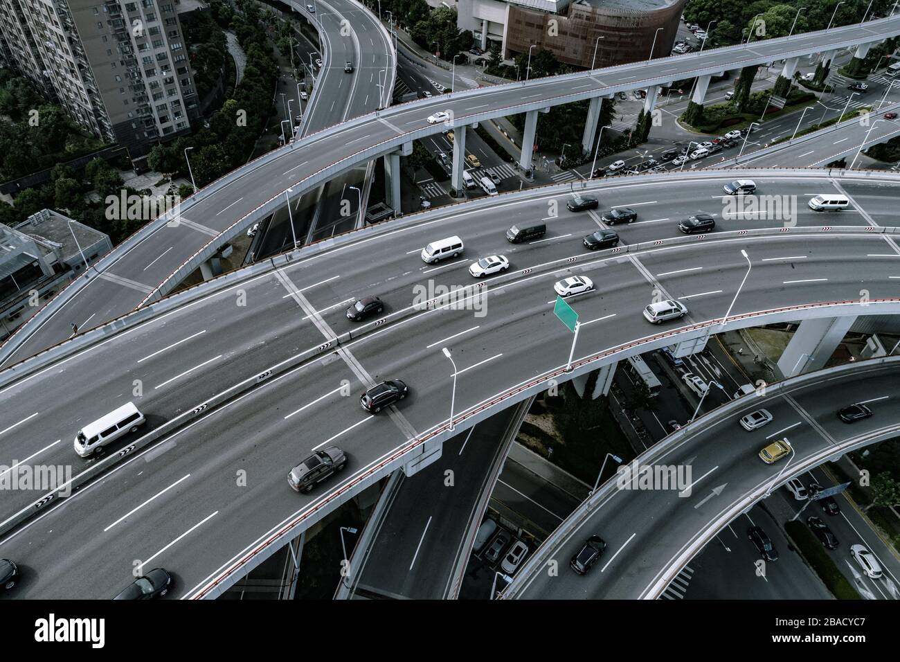 Aerial view of Nanpu Bridge Nanpu Bridge Approach Bridge in Shanghai ...