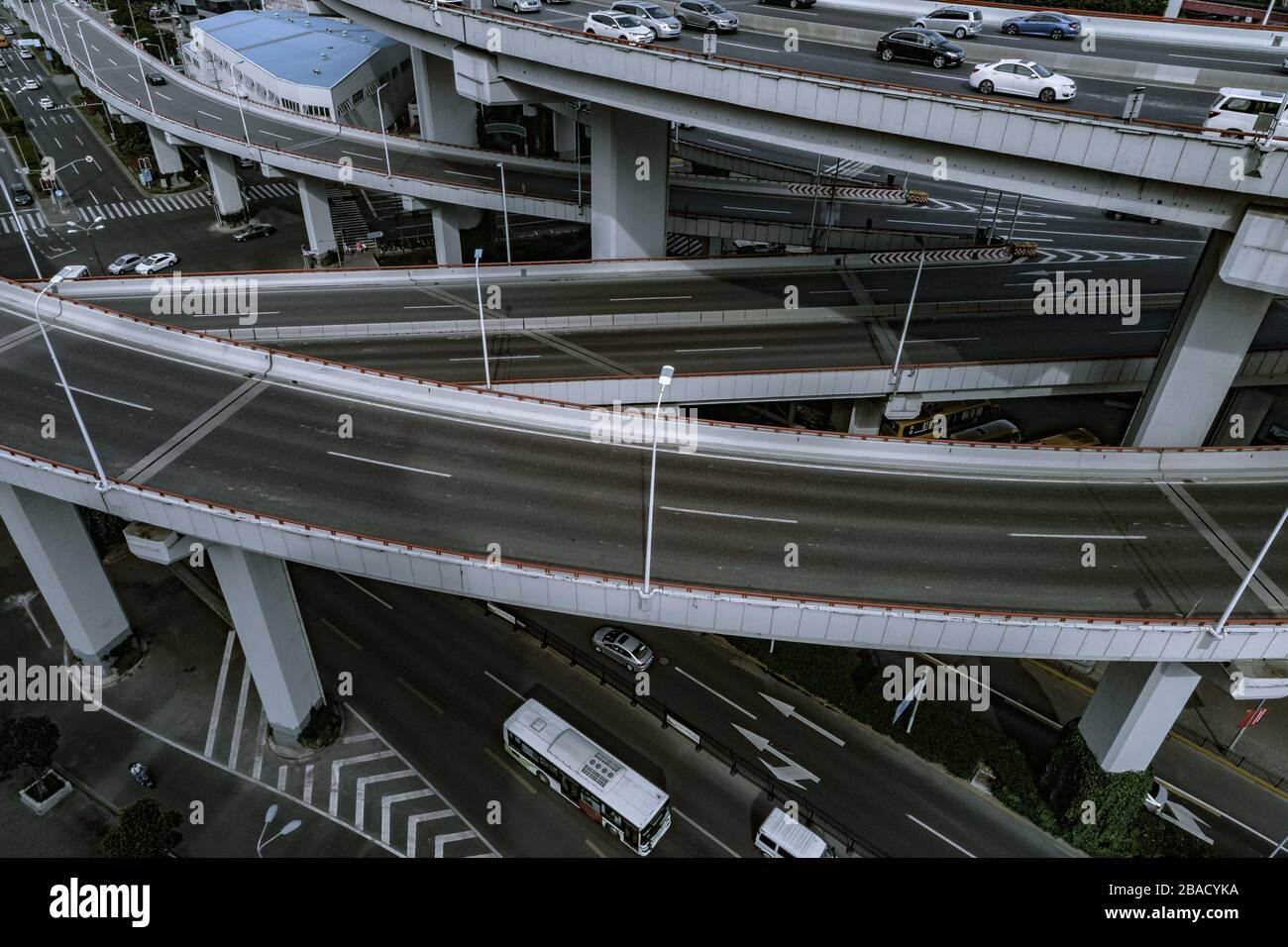 Aerial view of Nanpu Bridge Nanpu Bridge Approach Bridge in Shanghai ...