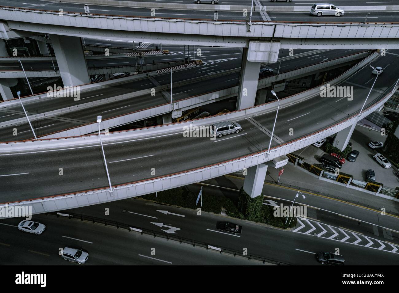 Aerial view of Nanpu Bridge Nanpu Bridge Approach Bridge in Shanghai ...