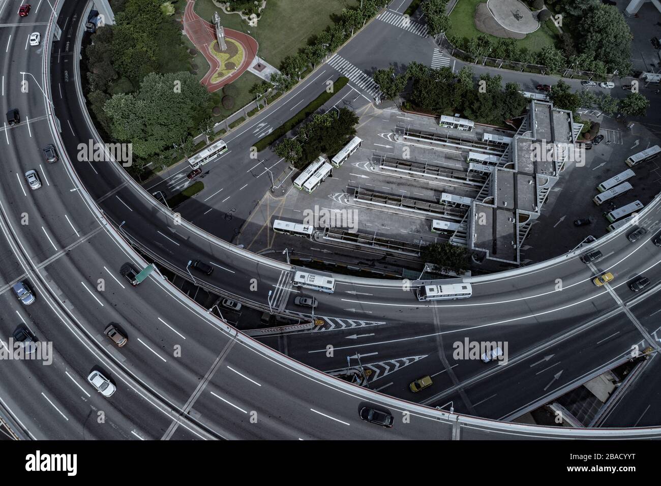 Aerial view of Nanpu Bridge Nanpu Bridge Approach Bridge in Shanghai ...