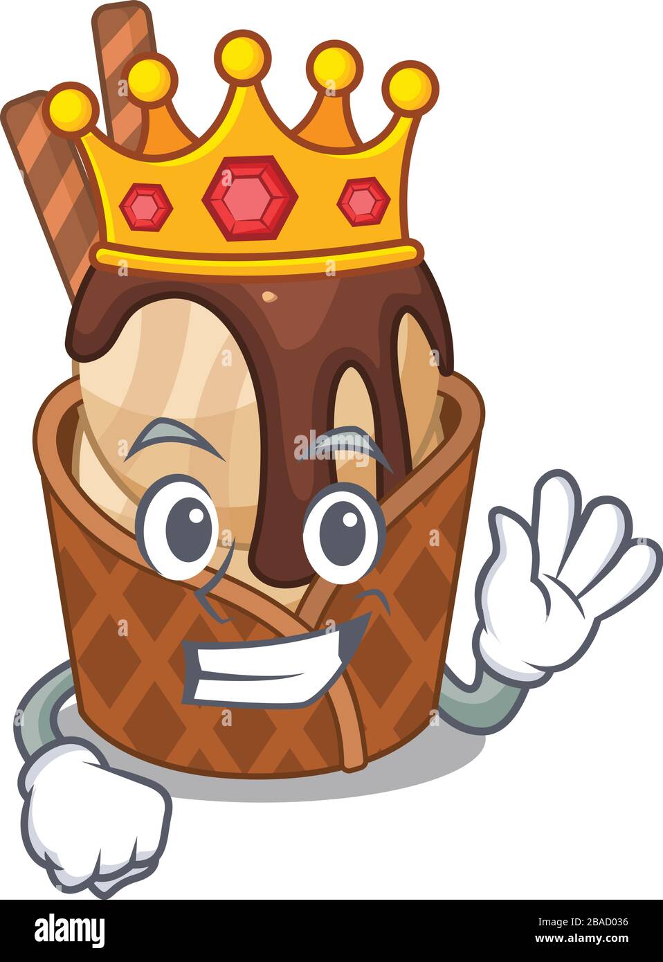 The Royal King of coffee ice cream cartoon character design with crown ...