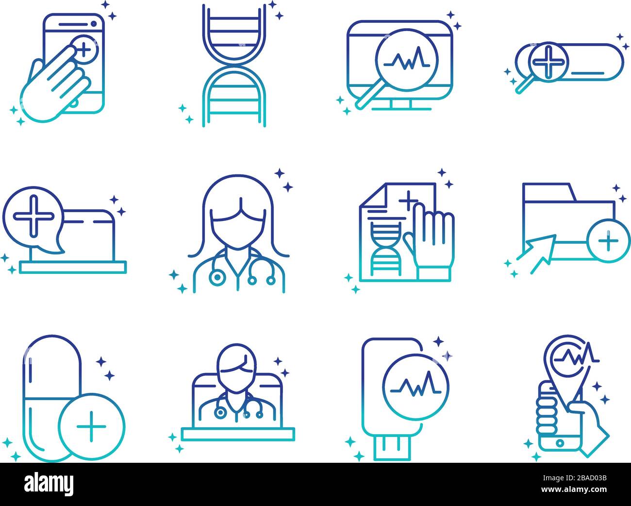 online health, medical assistance support consultation icon set vector ...