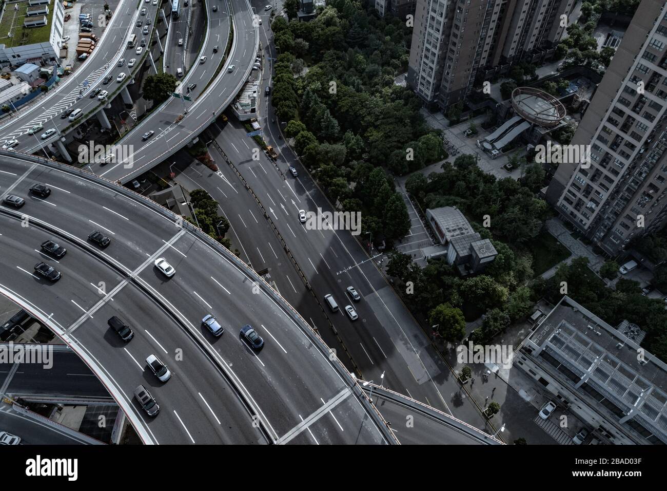 Aerial view of Nanpu Bridge Nanpu Bridge Approach Bridge in Shanghai ...