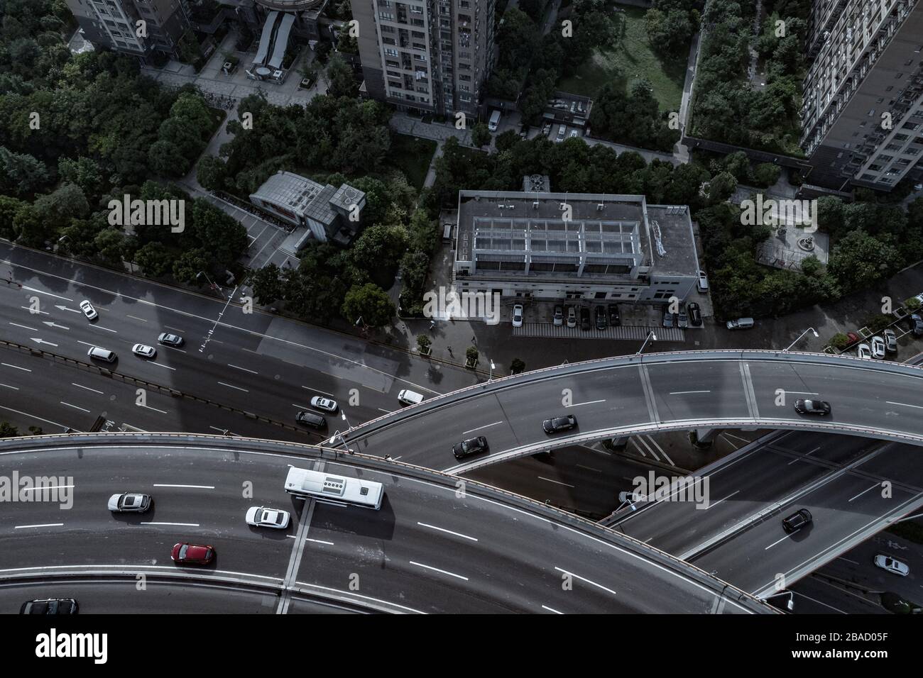 Aerial view of Nanpu Bridge Nanpu Bridge Approach Bridge in Shanghai ...