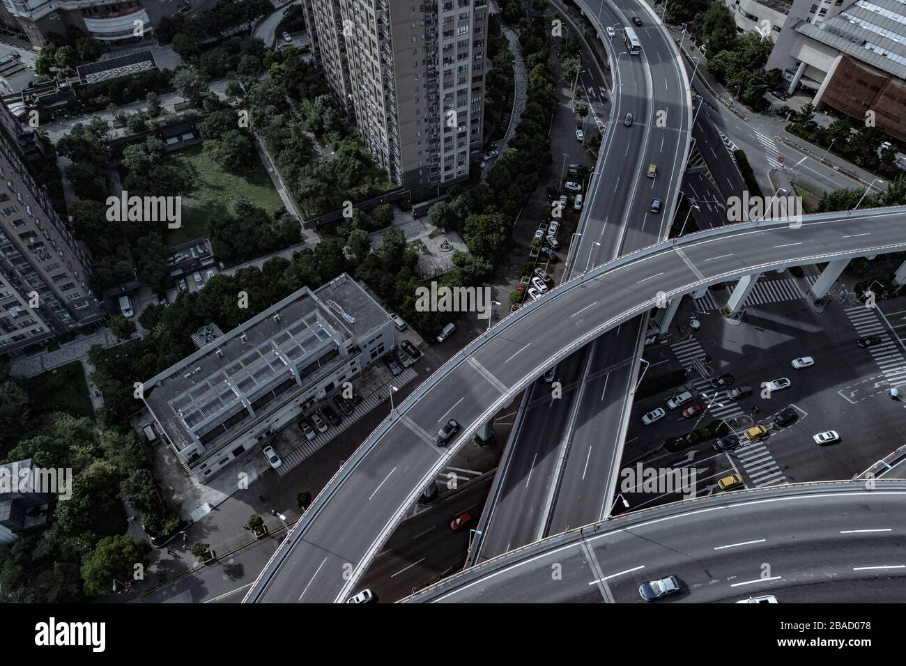 Aerial view of Nanpu Bridge Nanpu Bridge Approach Bridge in Shanghai ...