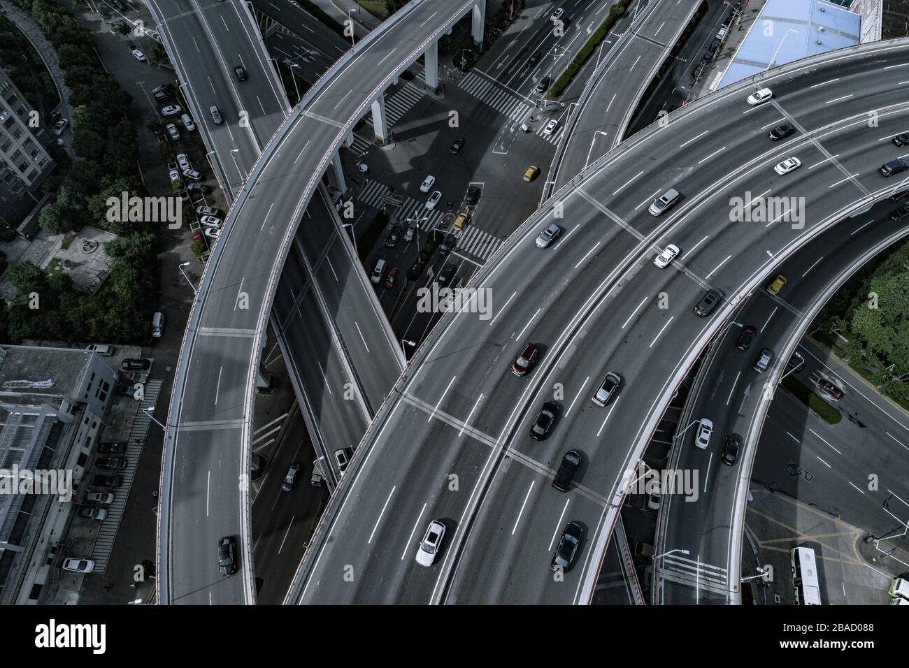 Aerial view of Nanpu Bridge Nanpu Bridge Approach Bridge in Shanghai ...