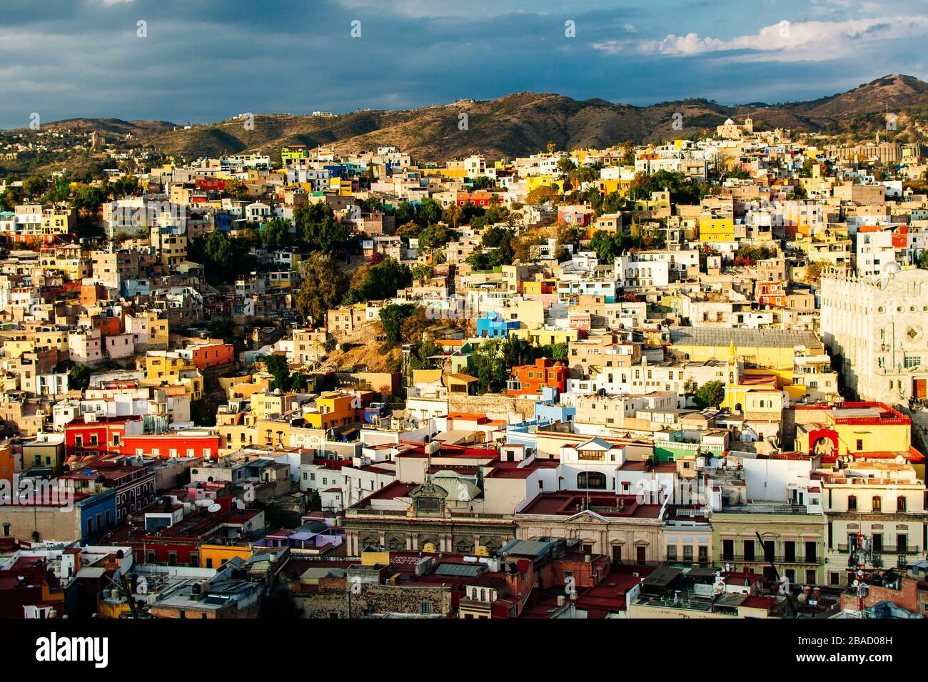 Cityscape of Guanajuato city with the Basilica of Our Lady of ...