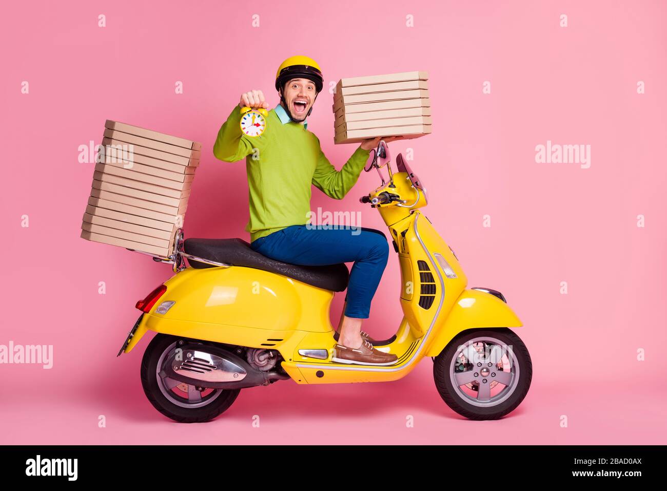 Profile side view portrait of his he nice attractive cheerful cheery ...