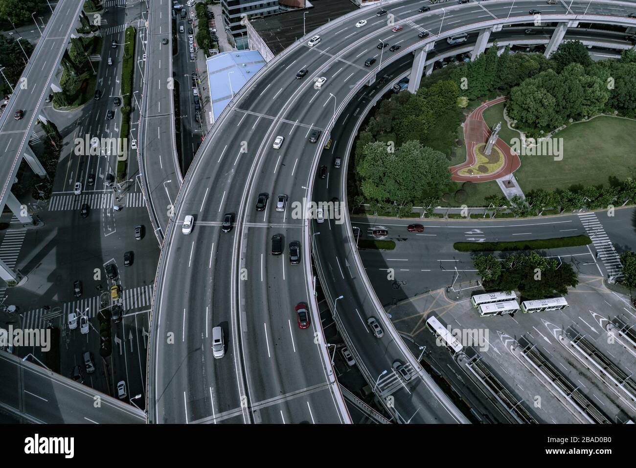 Aerial view of Nanpu Bridge Nanpu Bridge Approach Bridge in Shanghai ...