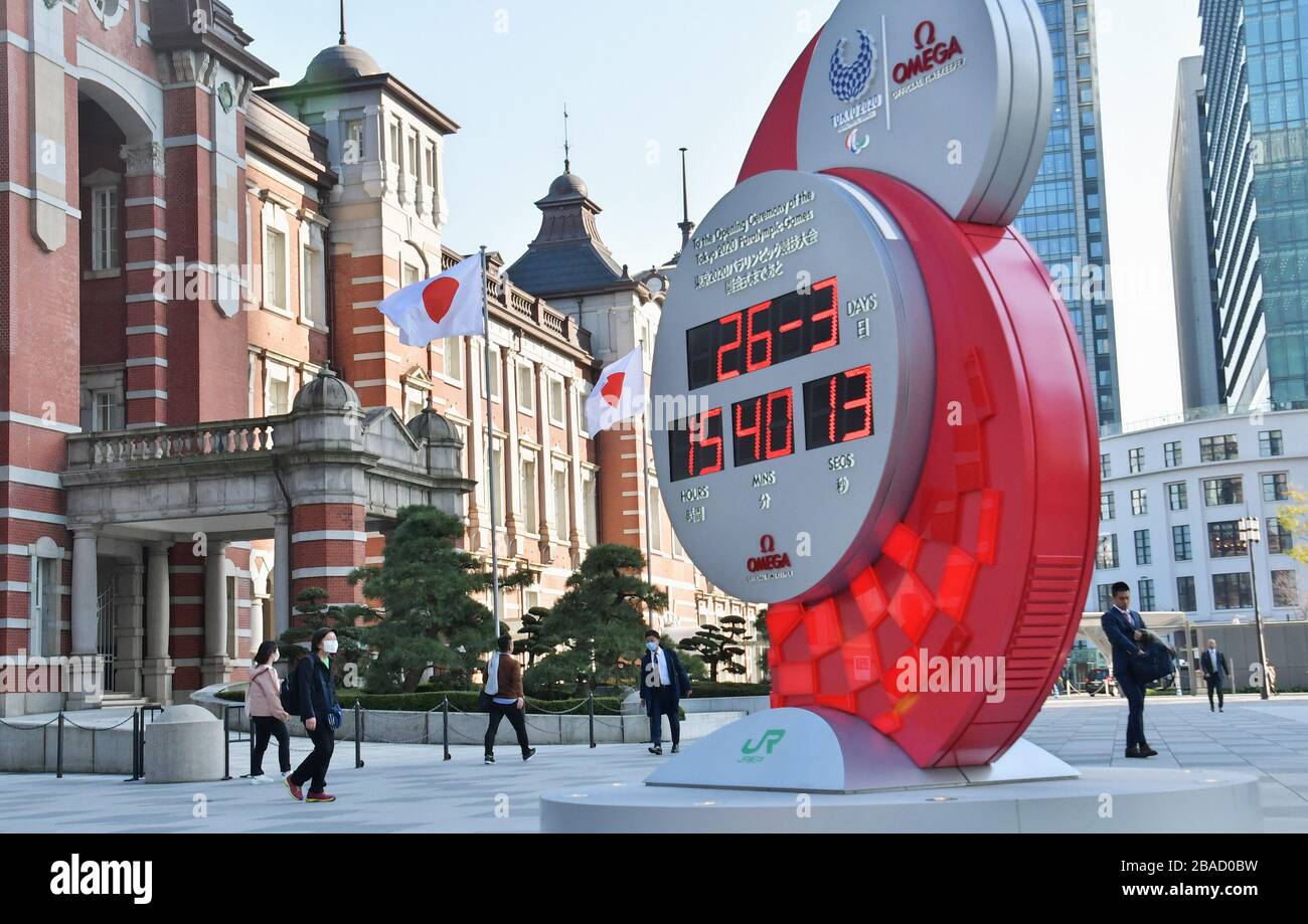 A countdown clock for the Tokyo 2020 Olympics display today's date and ...