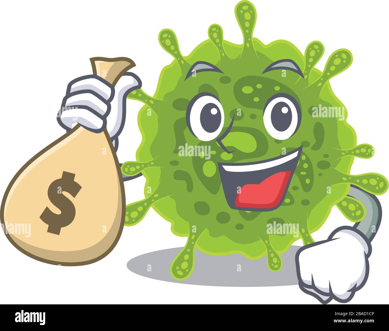 Smiley rich coronavirus cartoon character bring money bags Stock Vector ...