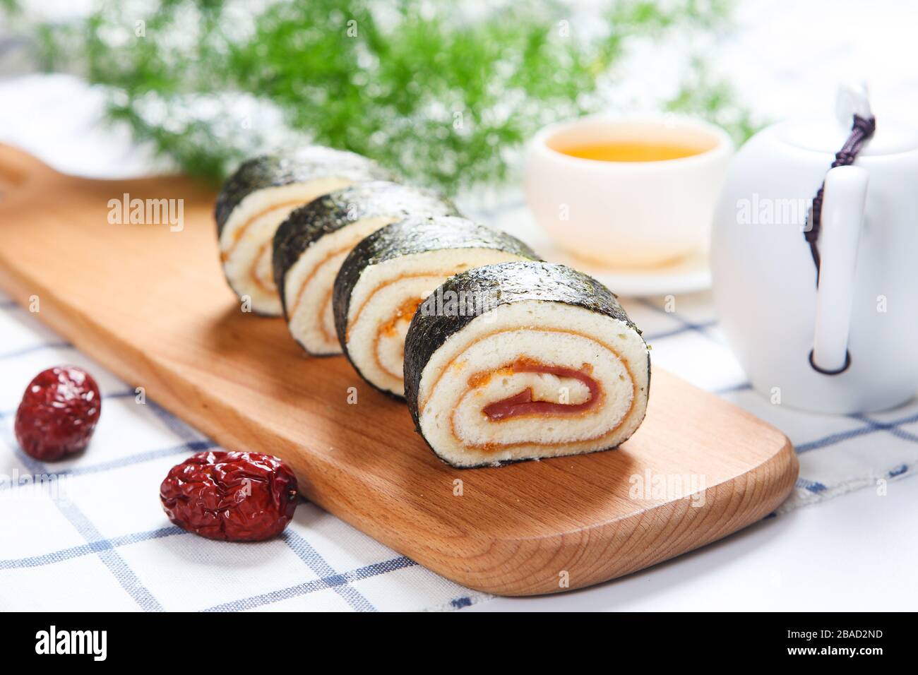 Delicious sushi hot drinks tea in the afternoon Stock Photo - Alamy