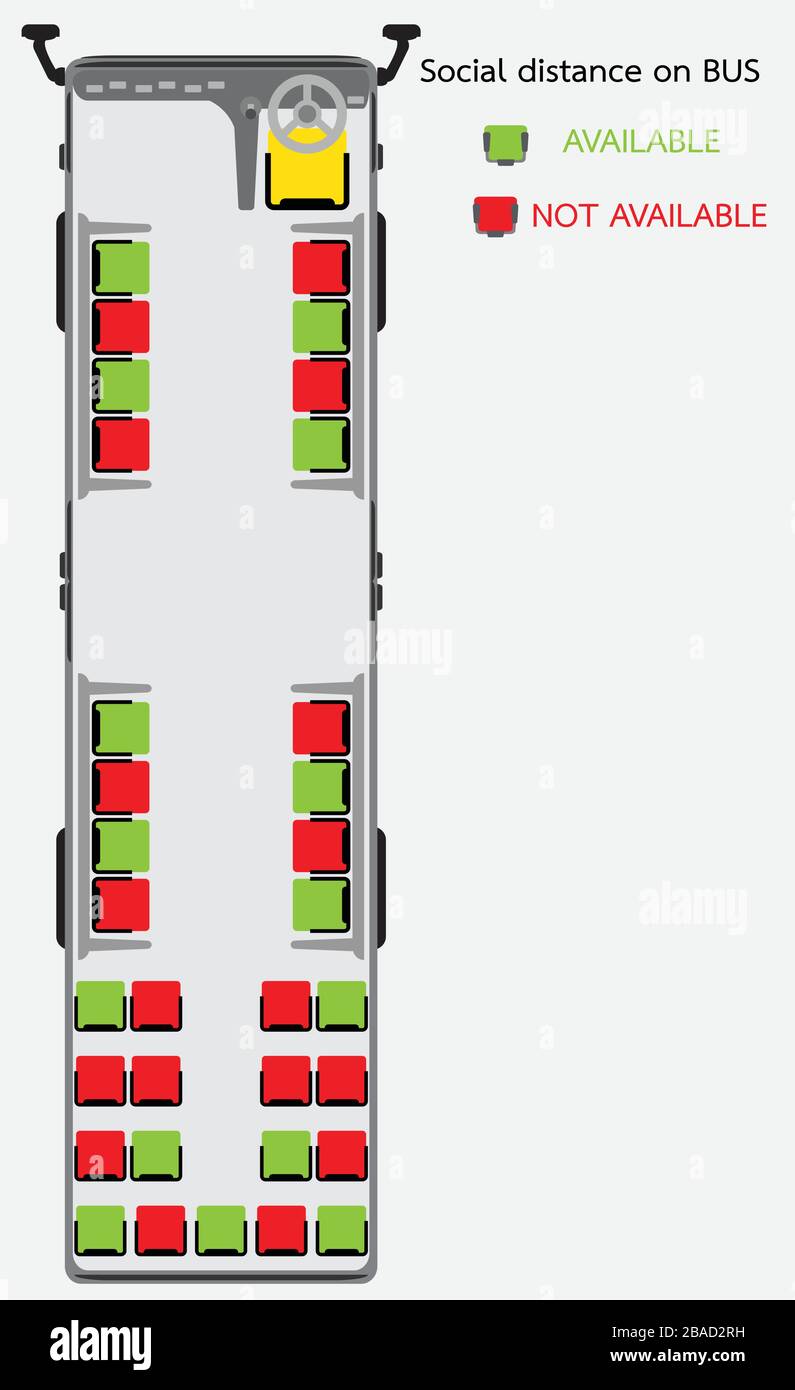 social distance on Metro bus public transportation seat map Stock ...