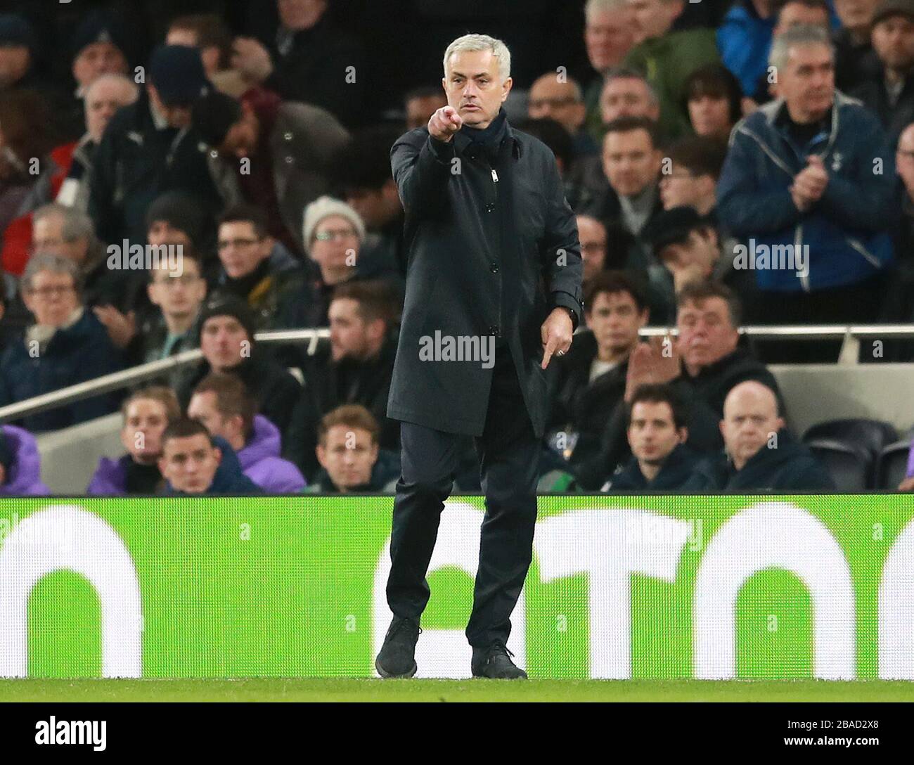 Tottenham Hotspur manager Jose Mourinho instructs his players during ...
