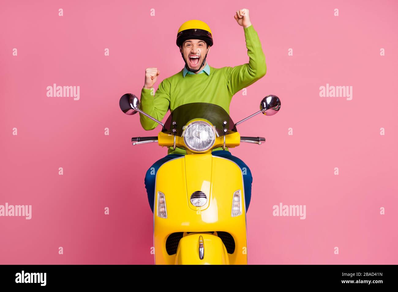 Portrait of his he nice attractive lucky excited positive glad cheerful ...