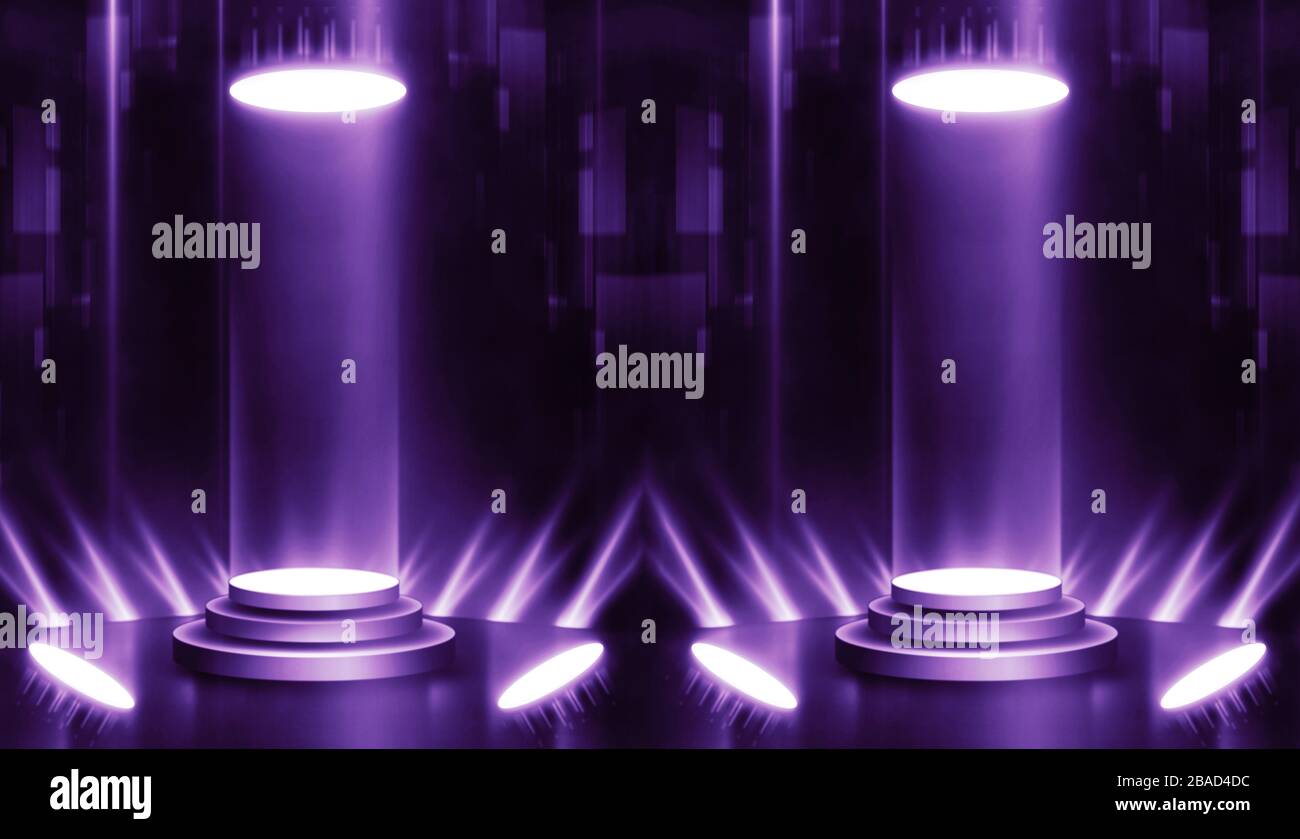 3D Rendering abstract vs circle battle arena empty stage in spotlight ...